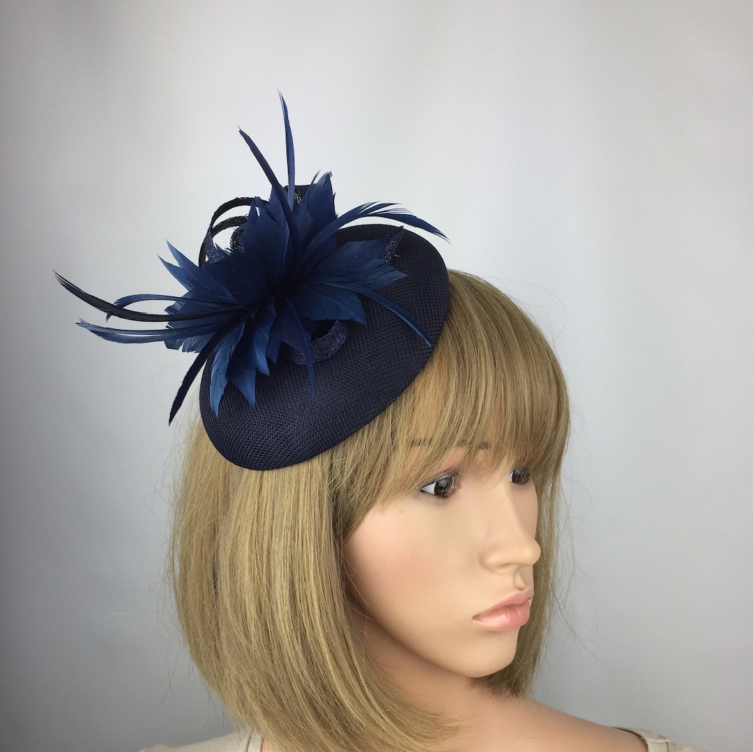 Navy Fascinator on Headband or Clip Navy Blue Fascinator Blue Wedding ...