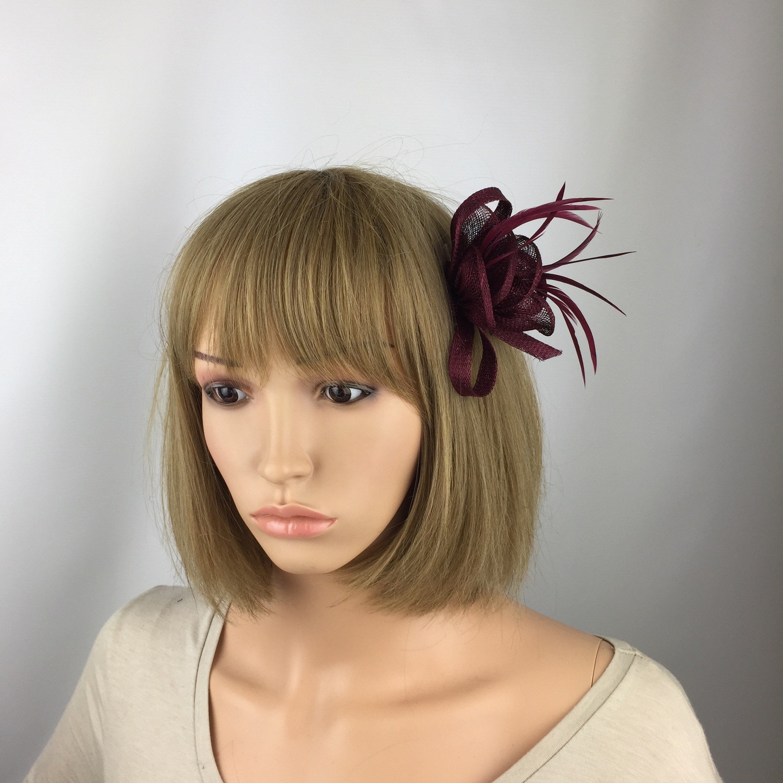 Dark Burgundy Fascinator on Clip Maroon Claret Dark Red - Etsy UK