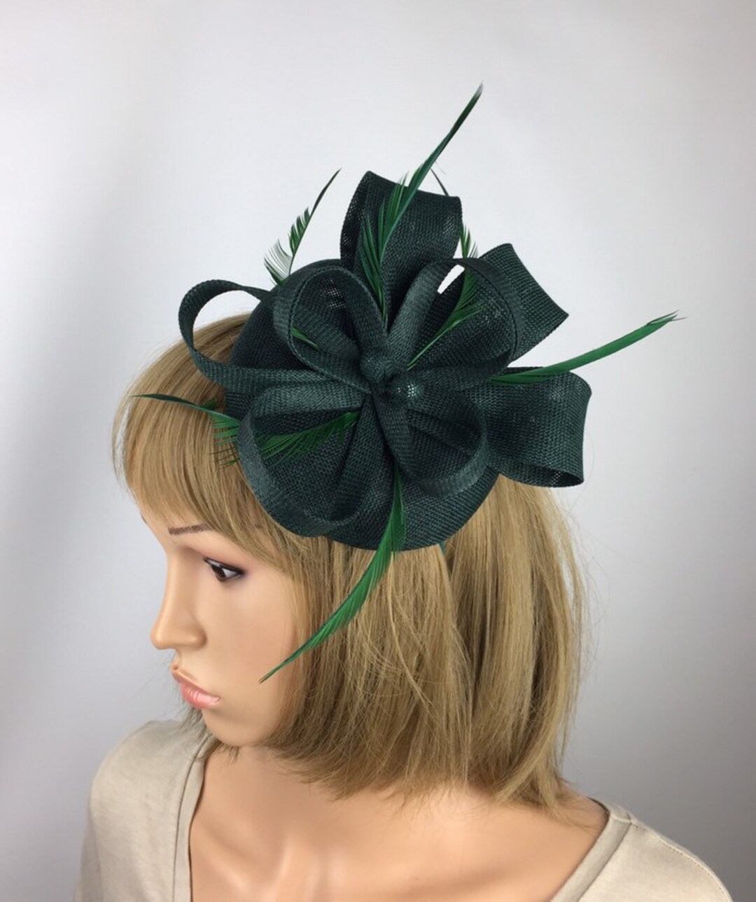 Dark Green Fascinator Bottle Green Fascinator Forest Green Wedding ...