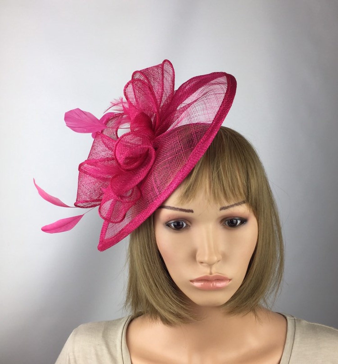 Fuchsia Pink Fascinator on Clip Royal Ascot Ladies Day Races Hot Pink ...