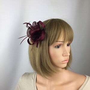Dark Burgundy Fascinator on Clip Maroon Claret Dark Red Fascinator ...