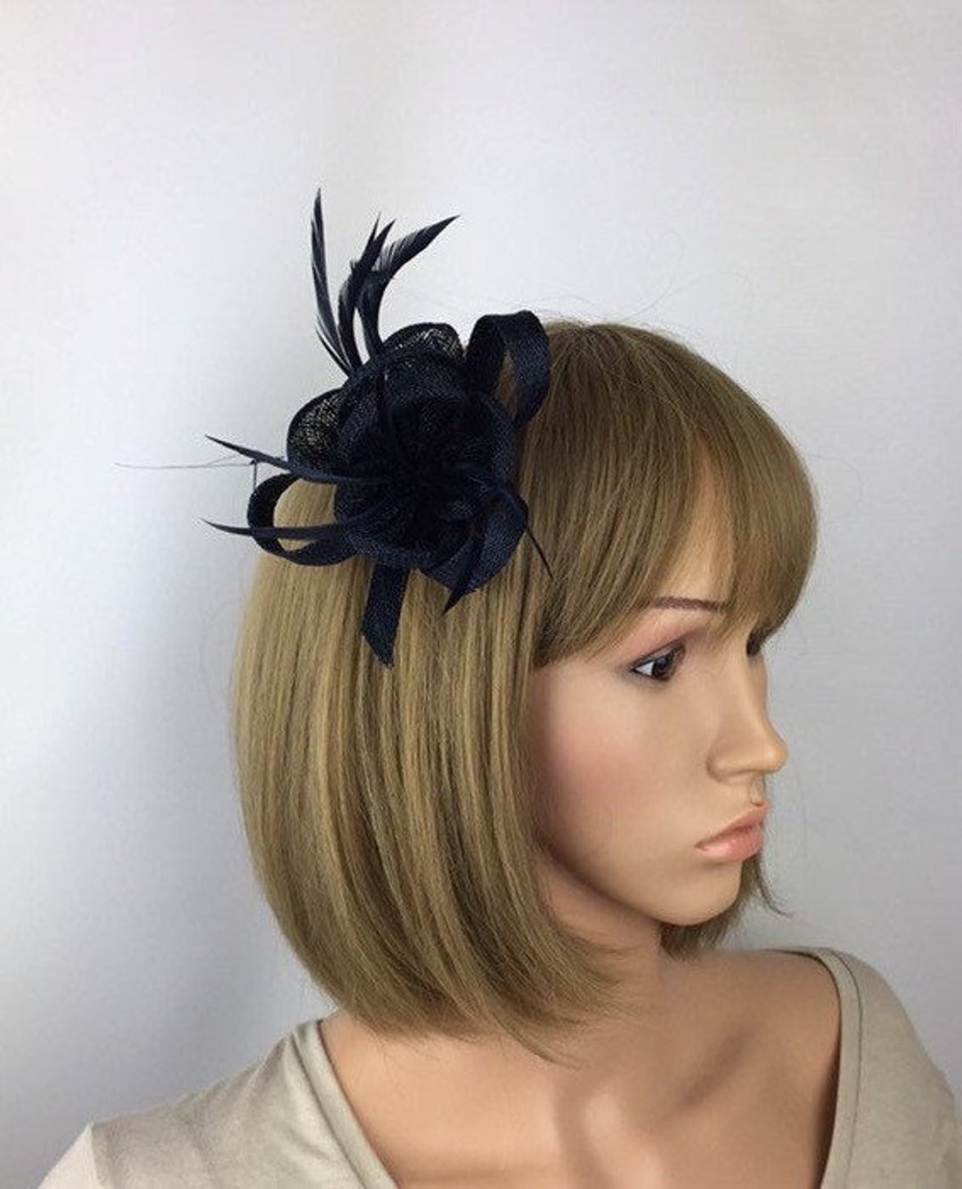 Dark Navy Blue Fascinator on Clip Navy Fascinator on Clip Wedding ...