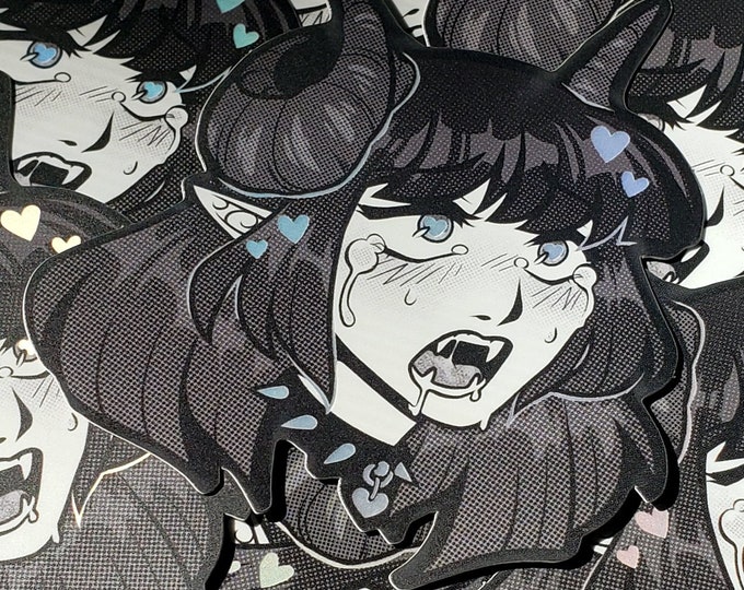 Collared V2 / Ahegao Demon Series / Pegatina de vinilo Holo mate - Etsy ...