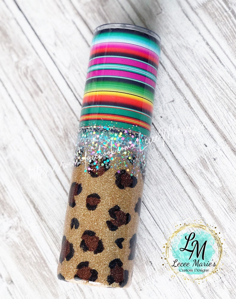Serape Leopard Glitter Tumbler Glitter Tumbler Leopard - Etsy