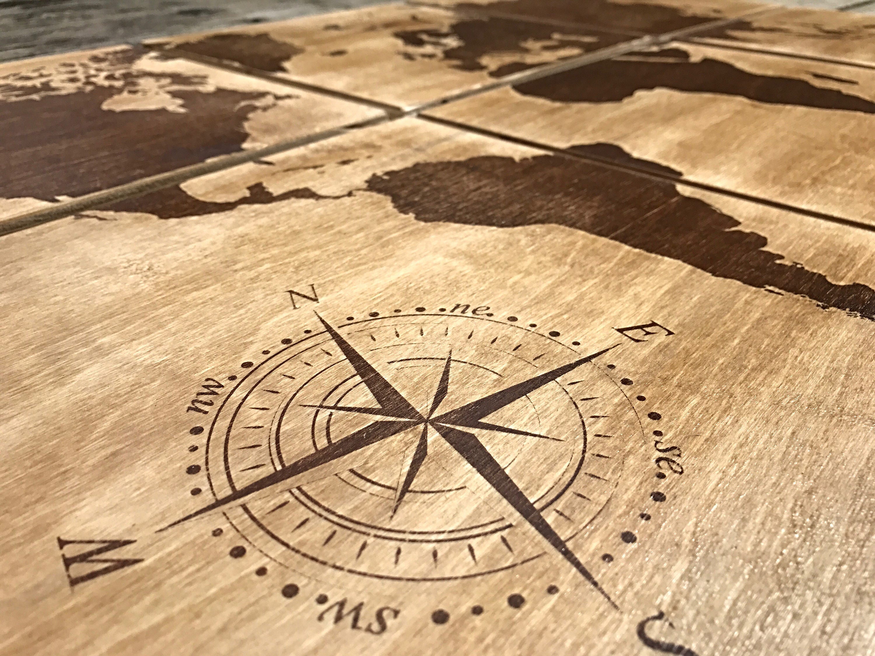 24x36 World Map Screen Printed With Brown Stain - Etsy