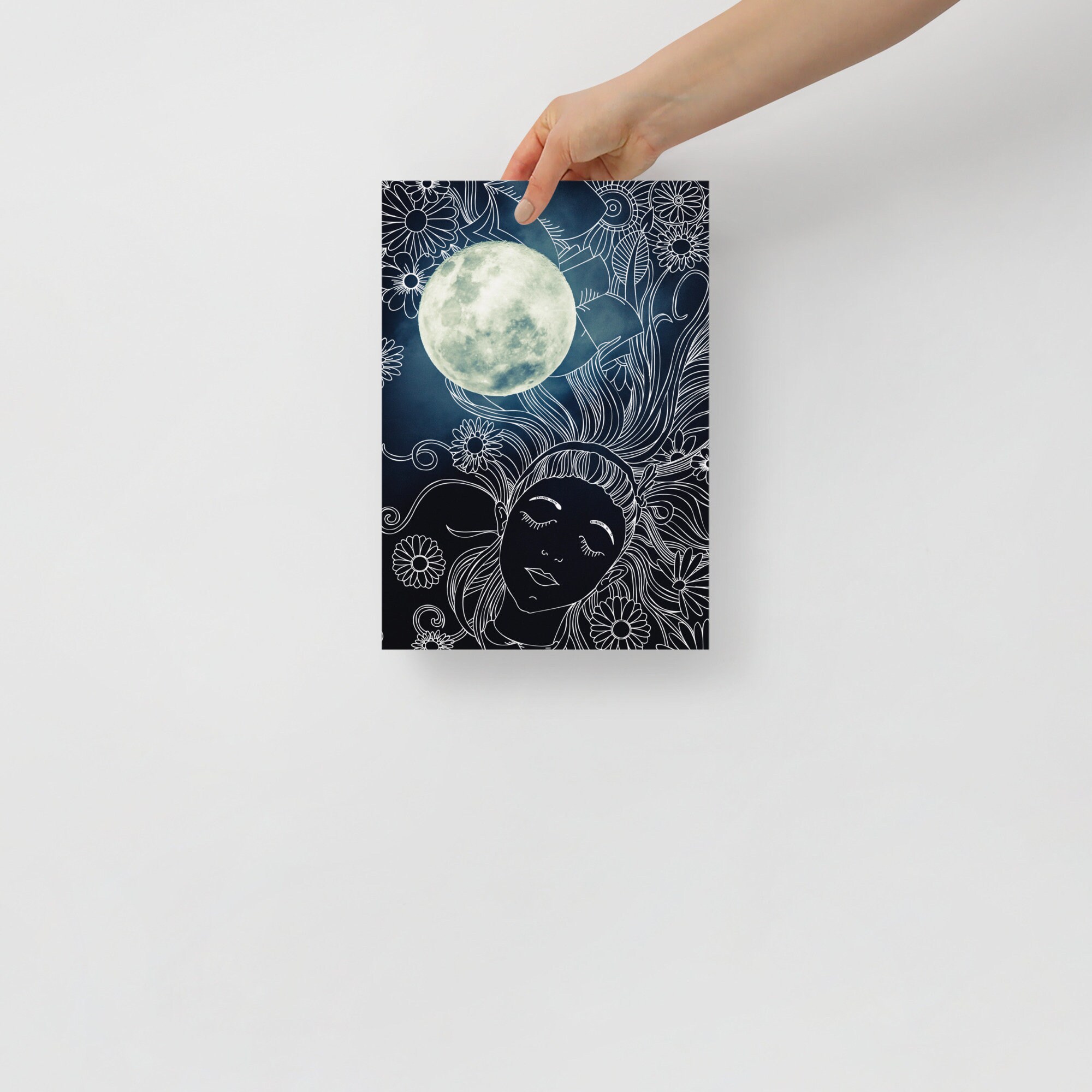Moon Child Art Print Celestial Moon Goddess Cosmic Spiritual - Etsy