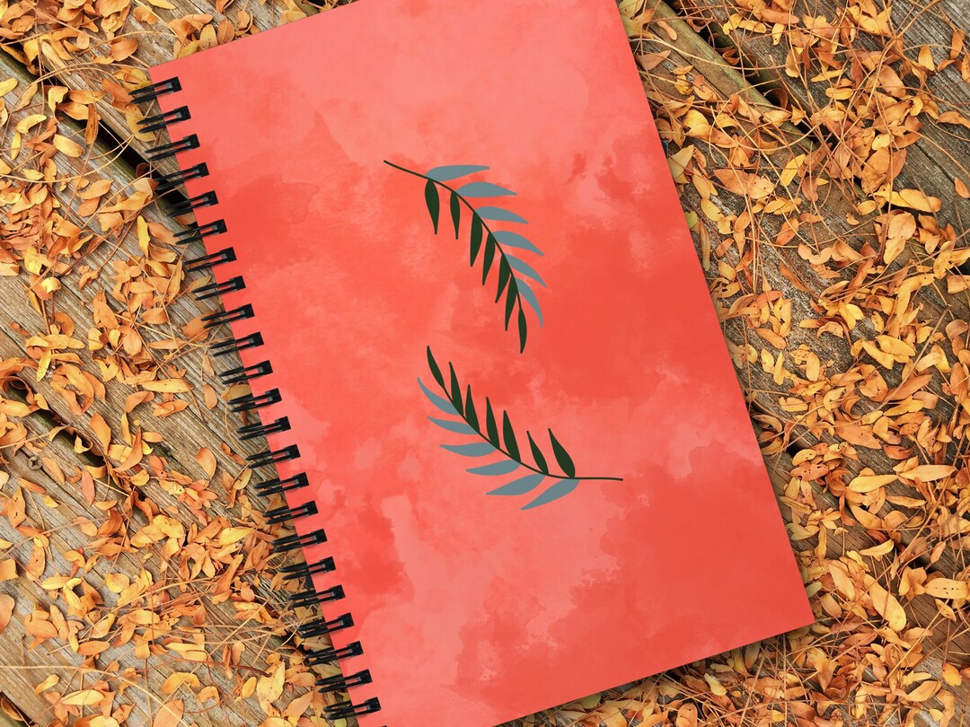 Fall Color Spiral Notebook Coral Red Leaves Illustration - Etsy