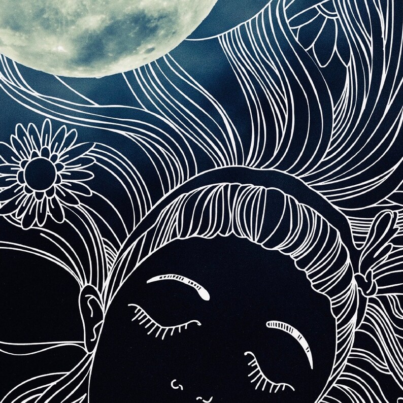 Moon Child Art Print Celestial Moon Goddess Cosmic Spiritual - Etsy