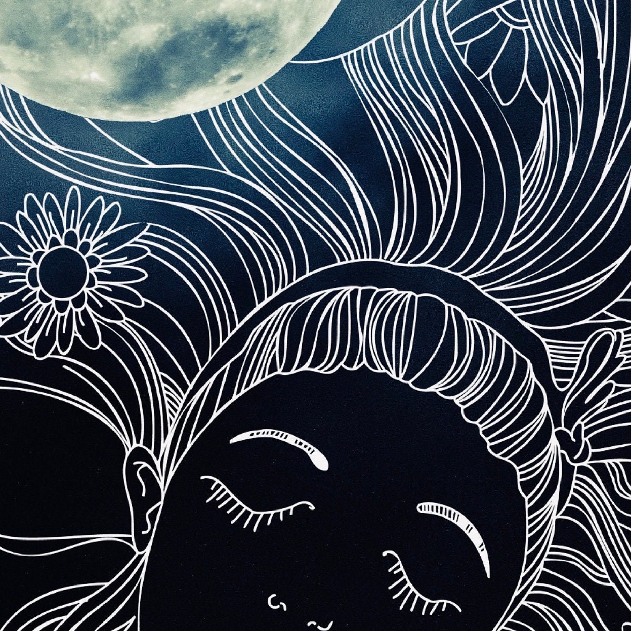 Moon Child Art Print Celestial Moon Goddess Cosmic Spiritual - Etsy