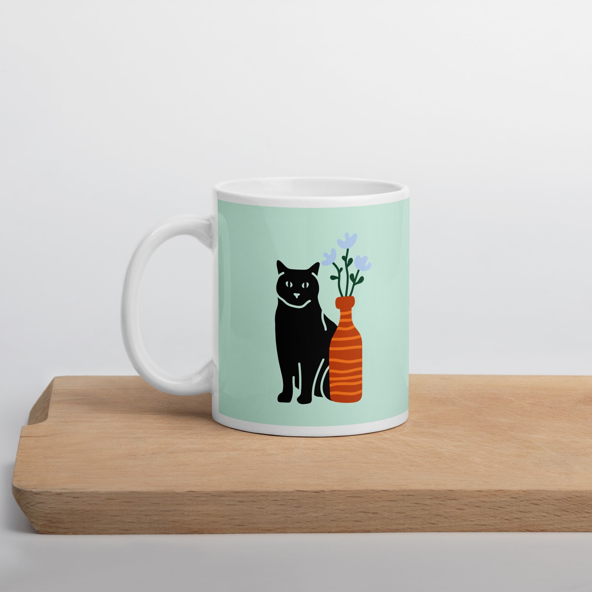 Funny Cat Coffee Mug, Cats and Flowers, Cat Knocking Things Over, Cat ...