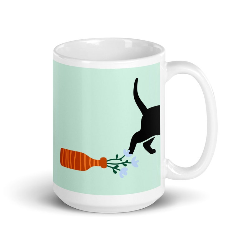 Funny Cat Coffee Mug, Cats and Flowers, Cat Knocking Things Over, Cat ...