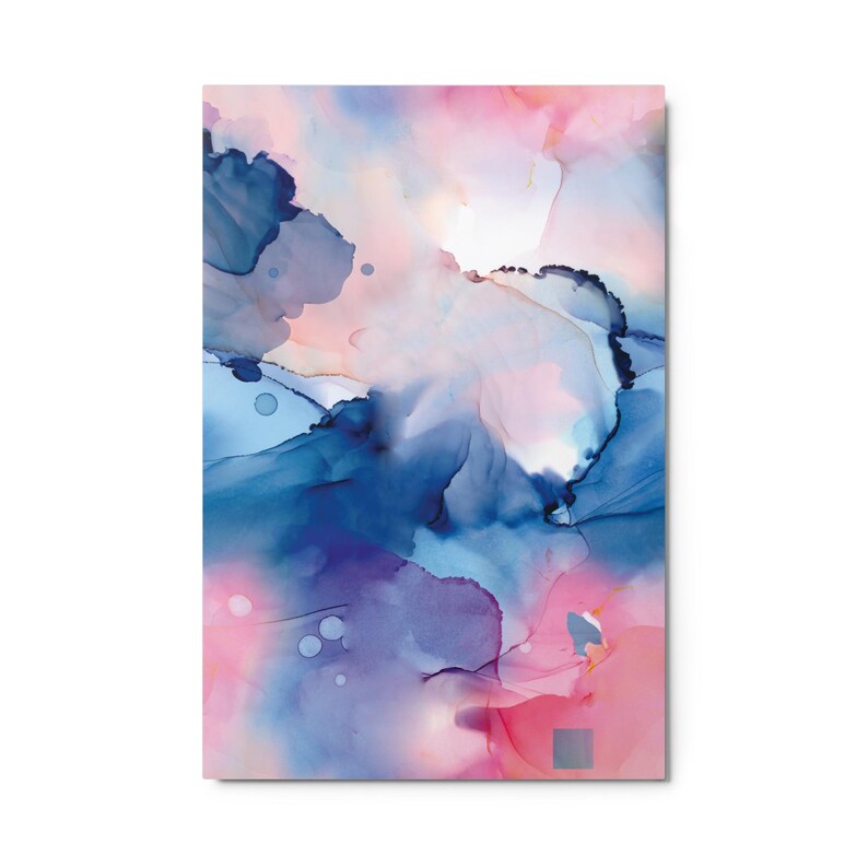 Watercolor Abstract 24”×36” Glossy Metal Print, Relaxing Wall Art for ...