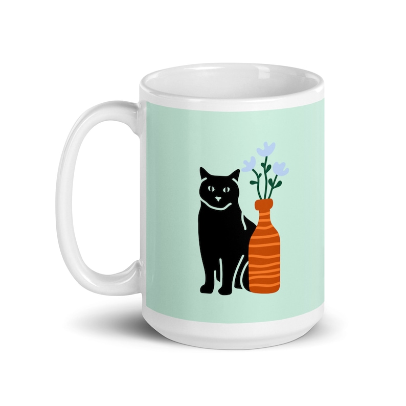 Funny Cat Coffee Mug, Cats and Flowers, Cat Knocking Things Over, Cat ...