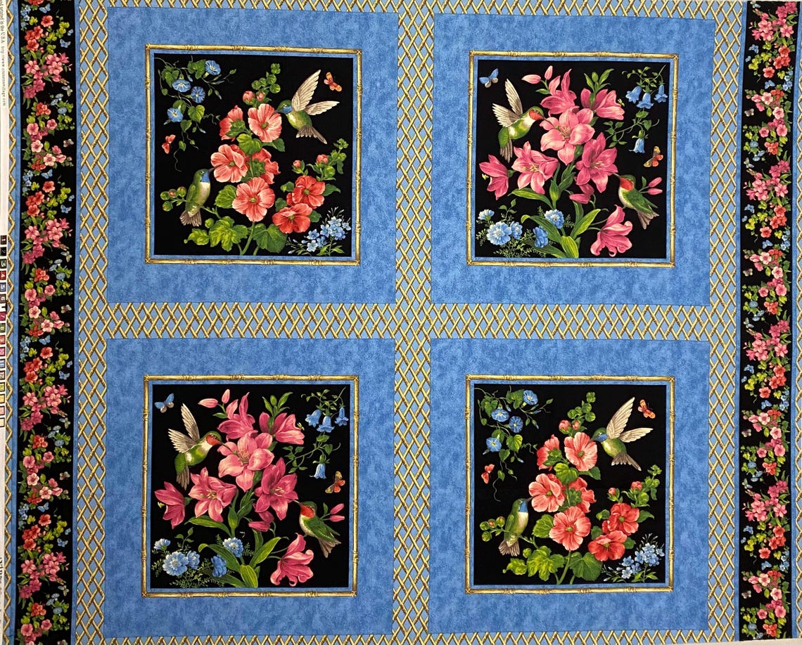 Hummingbird Fabric Panel by VIP Cranston Print Works - Etsy