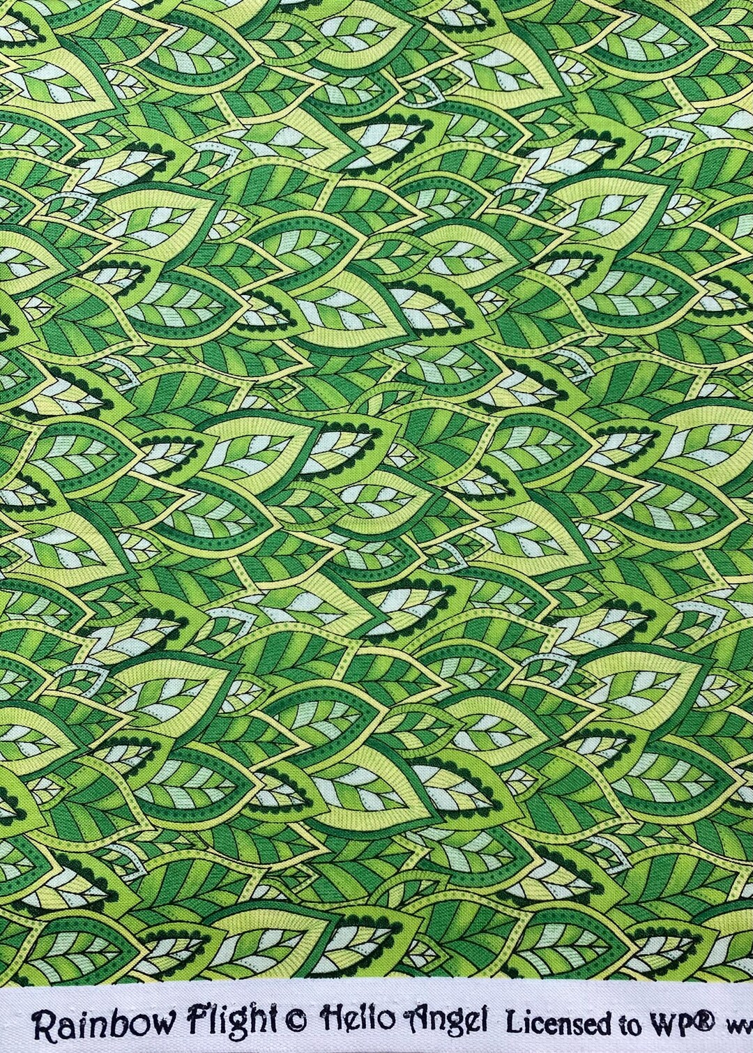 Rainbow Flight Fabric by Hello Angel for Wilmington Prints Green Leaf ...
