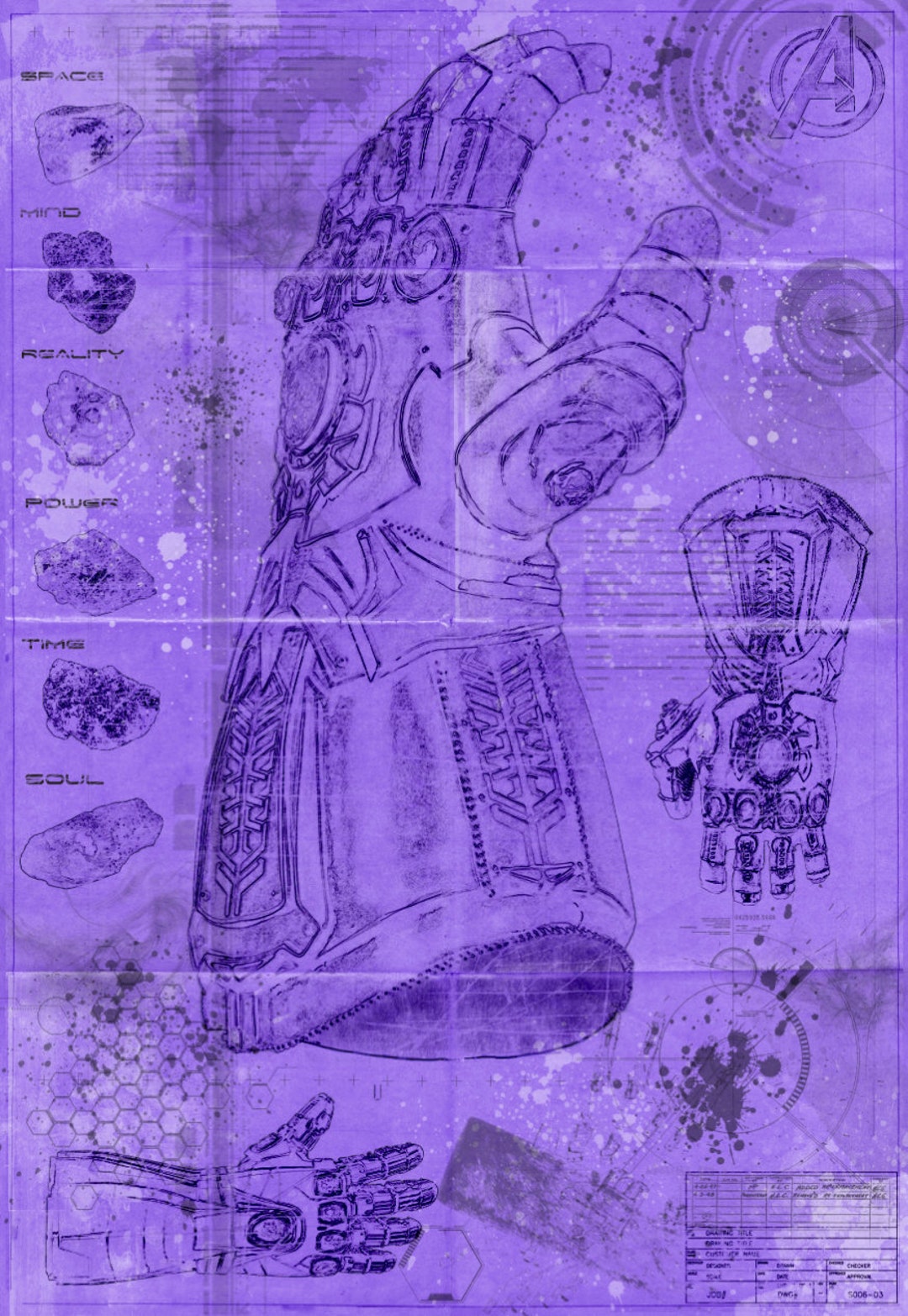 Infinity Gauntlet Aged Spec / Blueprint Art Print - Etsy