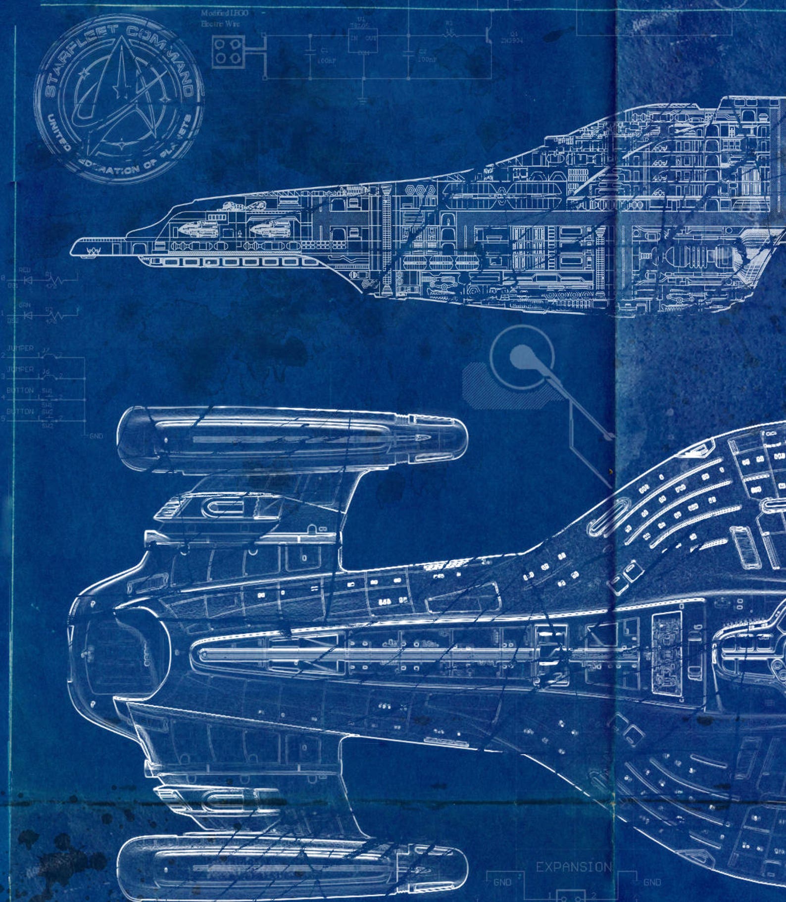 Star Trek USS Voyager - NCC-74656 Art Print - Distressed / Aged ...
