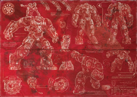 Ironman Hulkbuster Aged Spec / Blueprint Art Print | Etsy