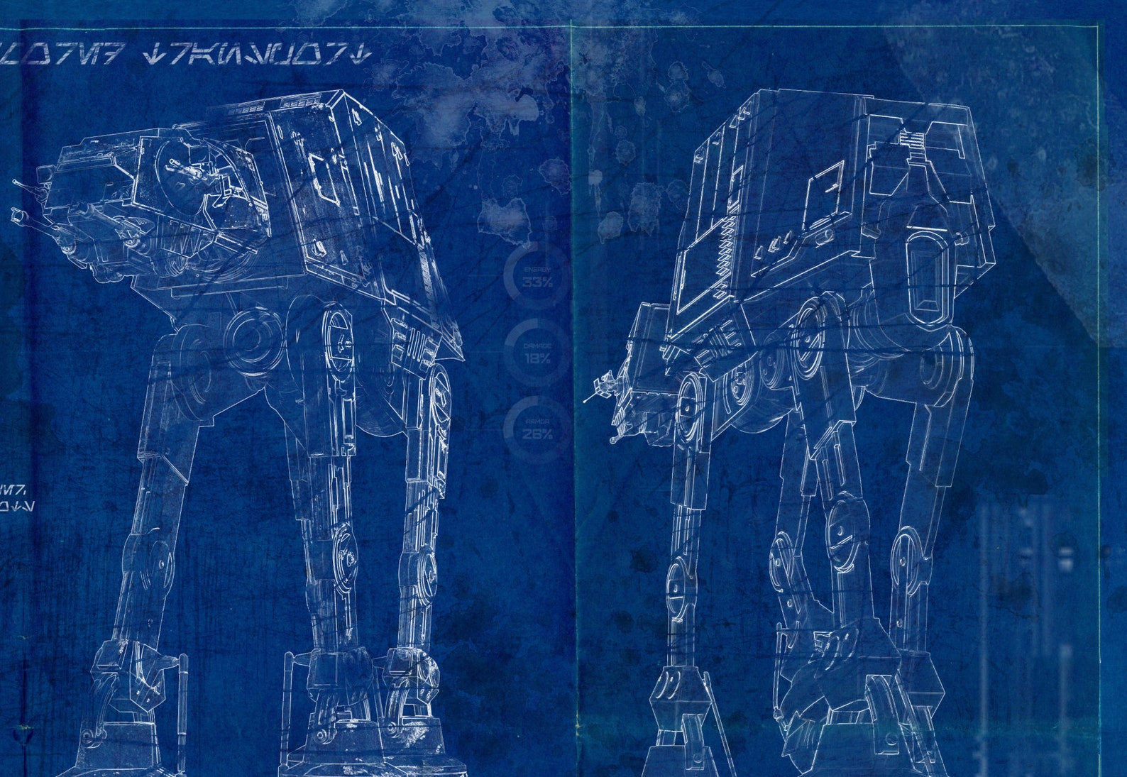 AT AT Imperial Walker Star Wars Poster Blueprint (A2 = 420mm*594 or 16. ...