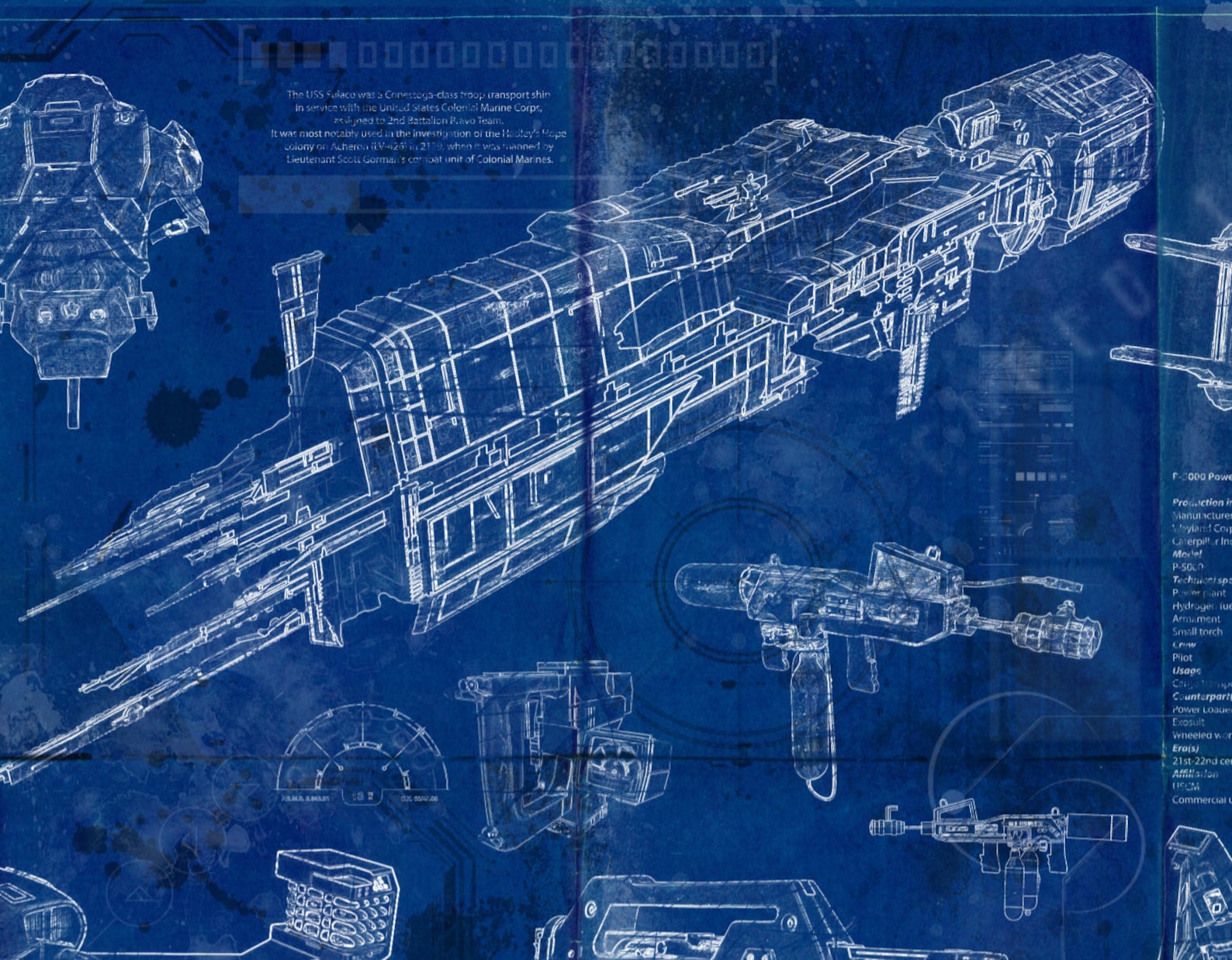 Aliens Blueprint - Aged Aliens Print. - Etsy
