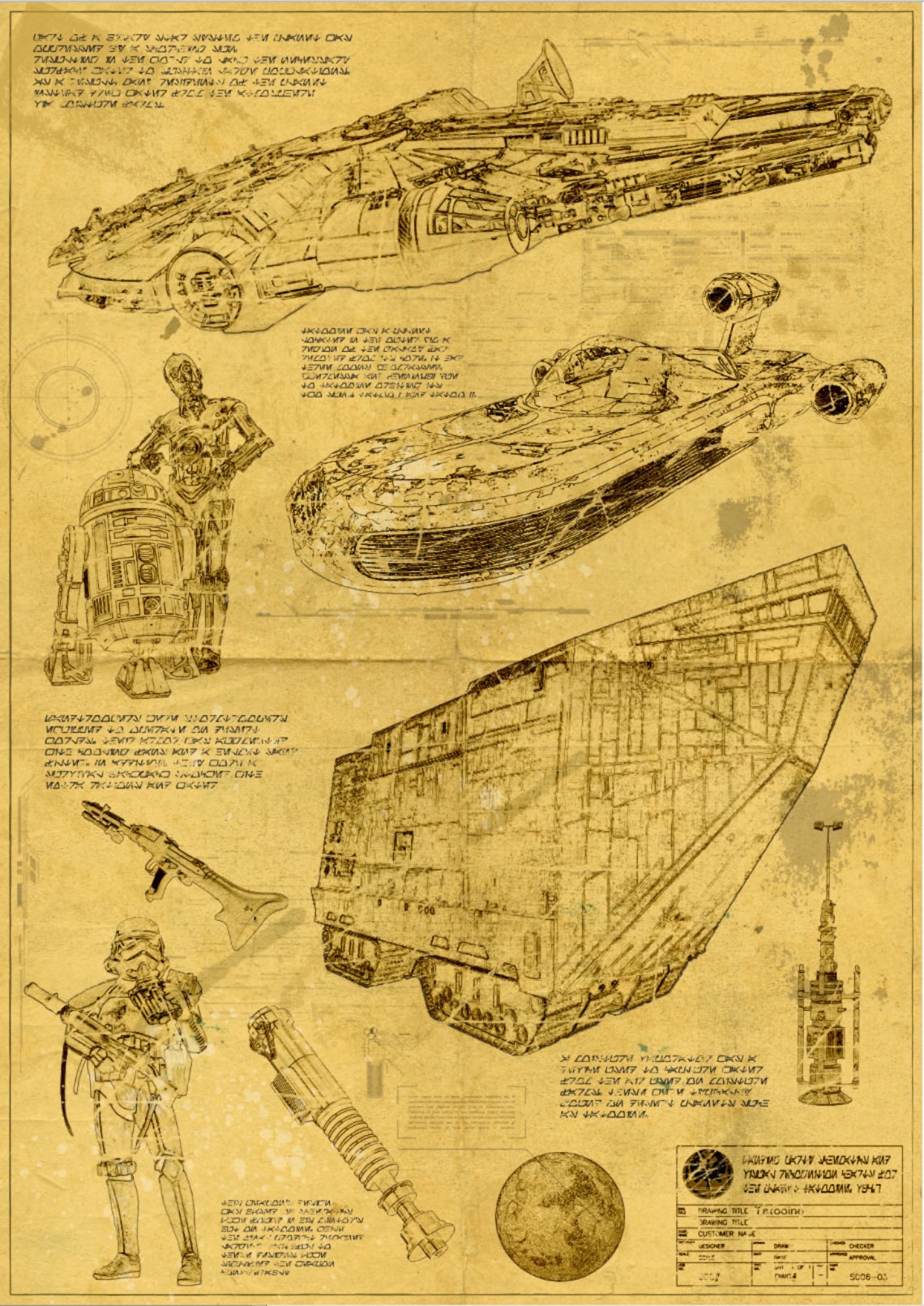 Star Wars Original Trilogy Blueprints Set of 3 Graphic - Etsy UK