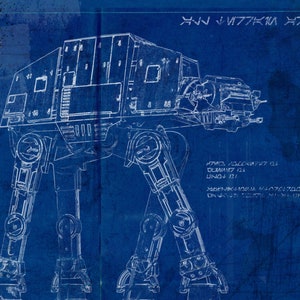 AT AT Imperial Walker Star Wars Poster Blueprint (A2 = 420mm*594 or 16. ...