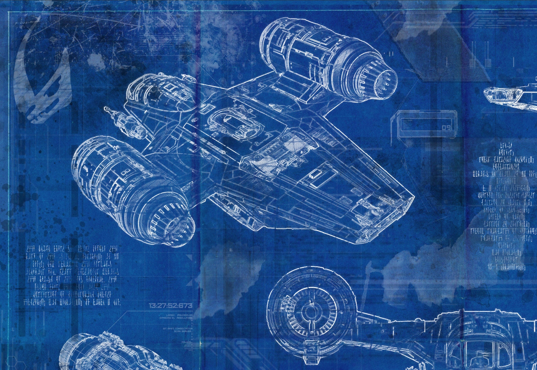 Spray Paint Mandalorian Rasor Crest blueprint 8x10 Art & Collectibles ...