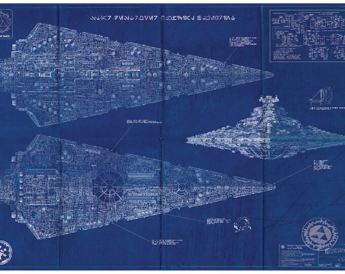Imperial Star Destroyer Star Wars Poster Blueprint A2 420mm594 or 16.5 ...