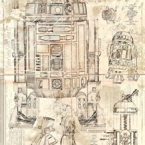 R2-D2 Star Wars Aged Blueprint. - Etsy