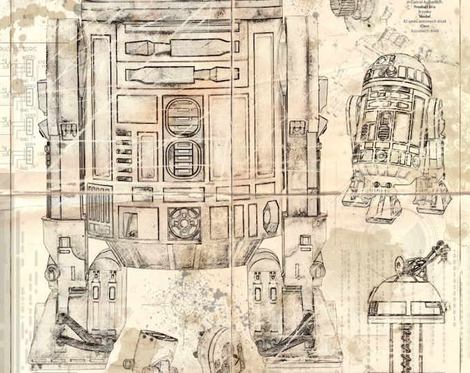 R2-D2 Star Wars Aged Blueprint. - Etsy