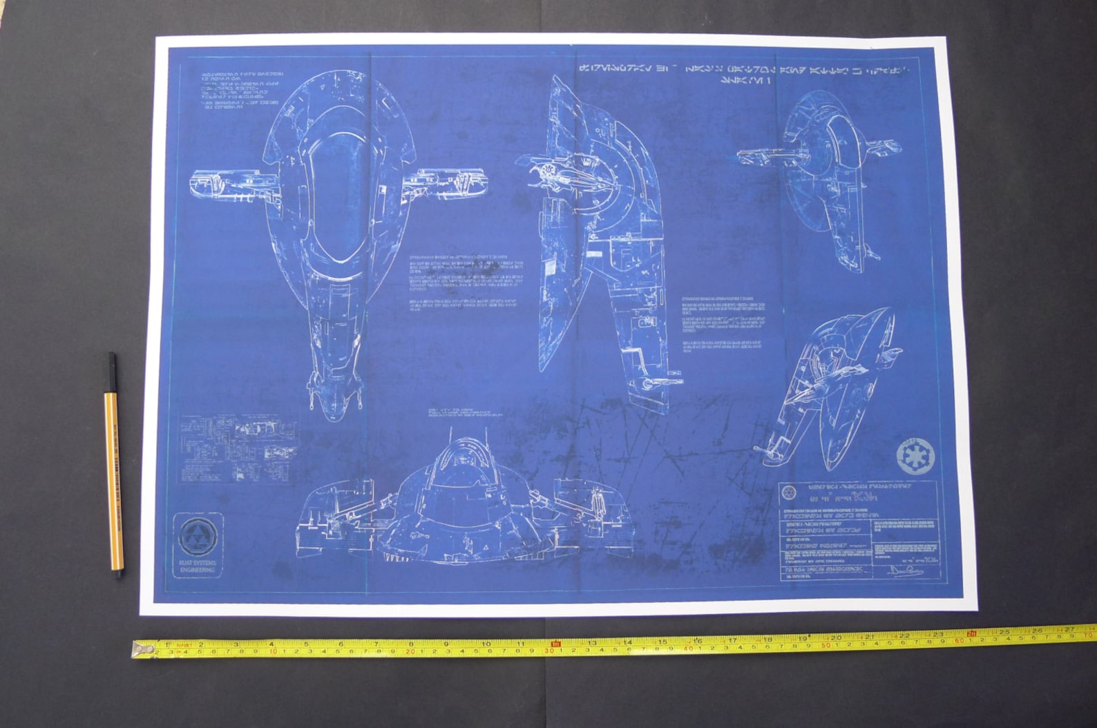 Slave 1 Boba Fett Star Wars Poster Blueprint (A2 = 420mm*594 or 16.5 ...
