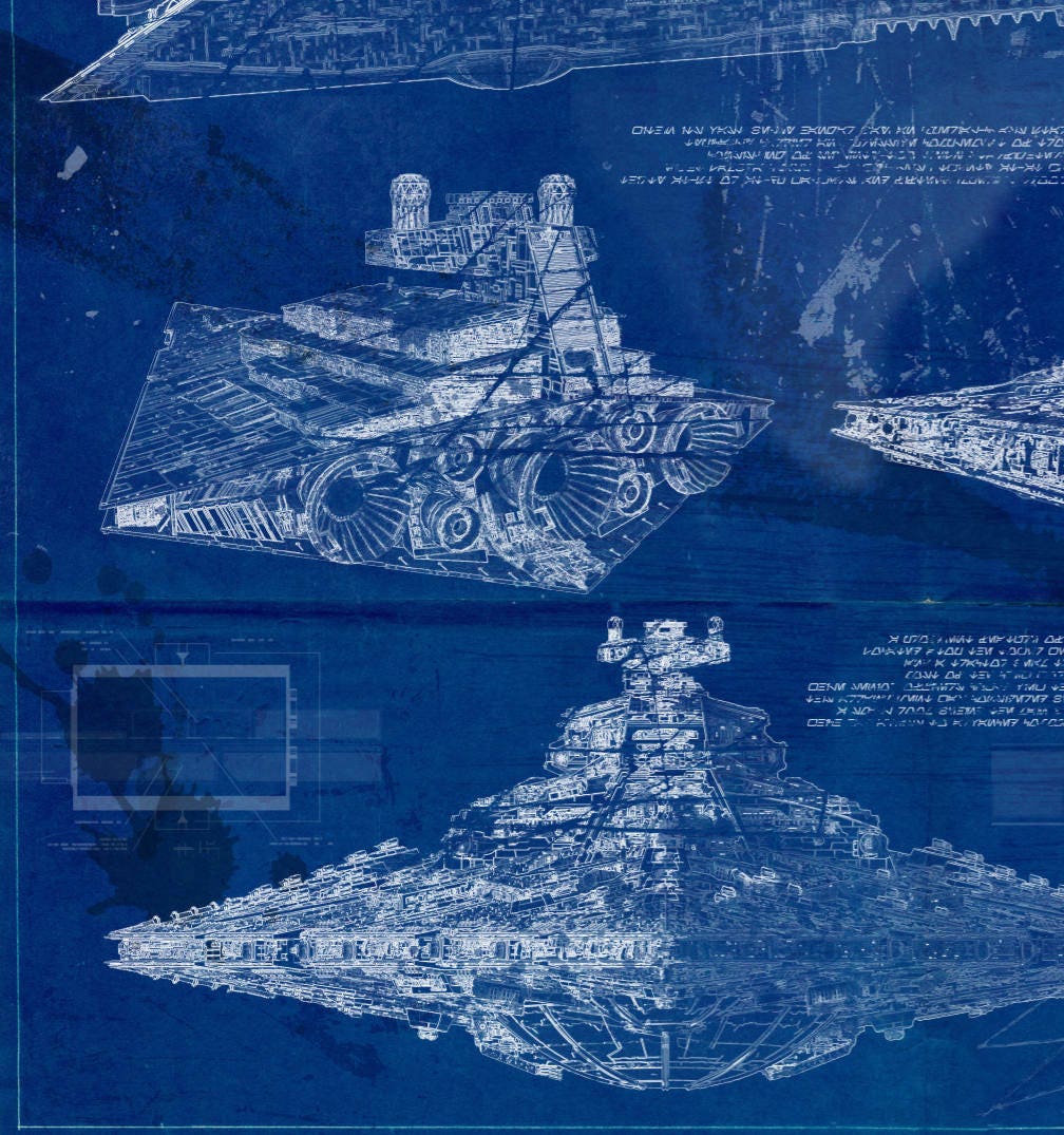 Imperial Star Destroyer Star Wars Poster Blueprint Version 2 Portrait ...