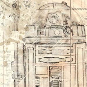 R2-D2 Star Wars Aged Blueprint. - Etsy