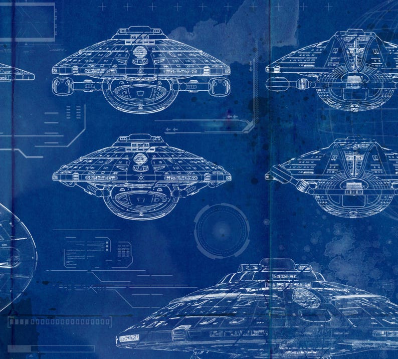 Star Trek USS Voyager - NCC-74656 Art Print - Distressed / Aged ...