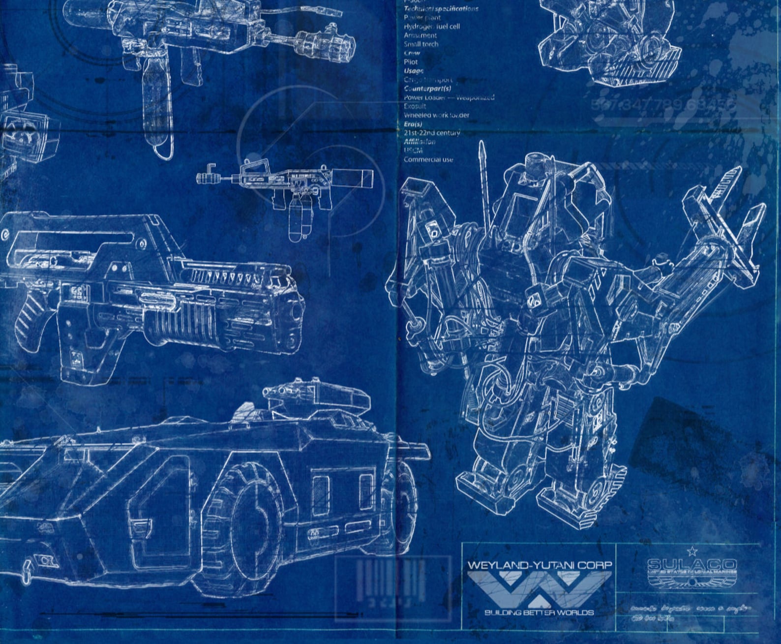 Aliens Blueprint - Aged Aliens Print. - Etsy