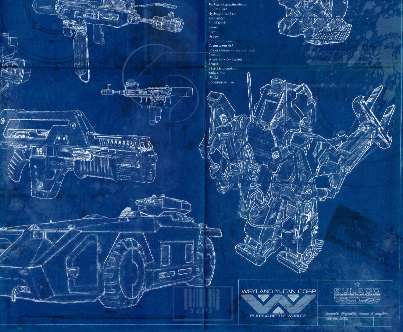 Aliens Blueprint - Aged Aliens Print. - Etsy