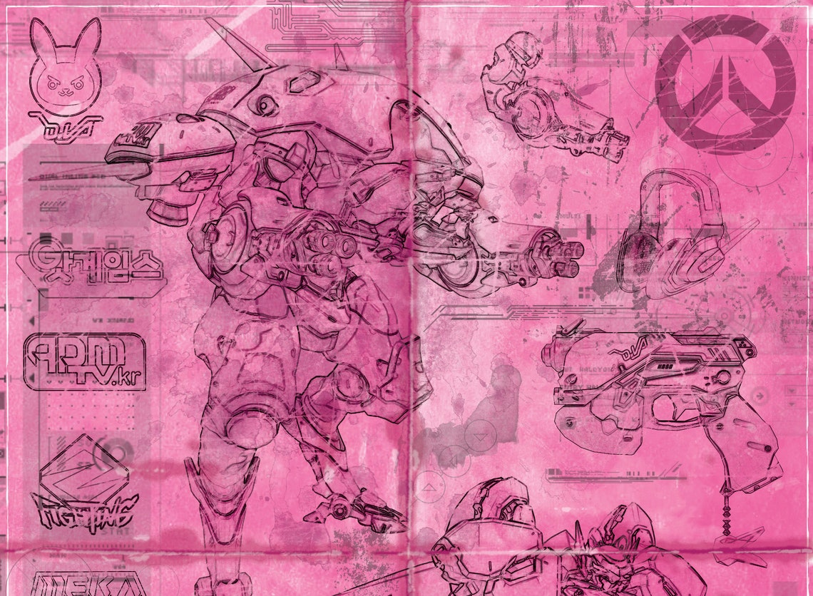 Overwatch / DVA - Blueprint / Aged Specs (A2 = 420mm*594 or 16.5' * 23. ...