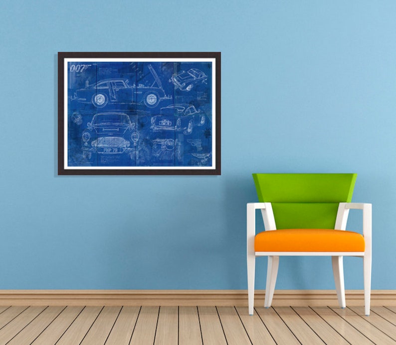 James Bond Aston Martin DB5 - Aged Blueprint Art Print. - Etsy UK