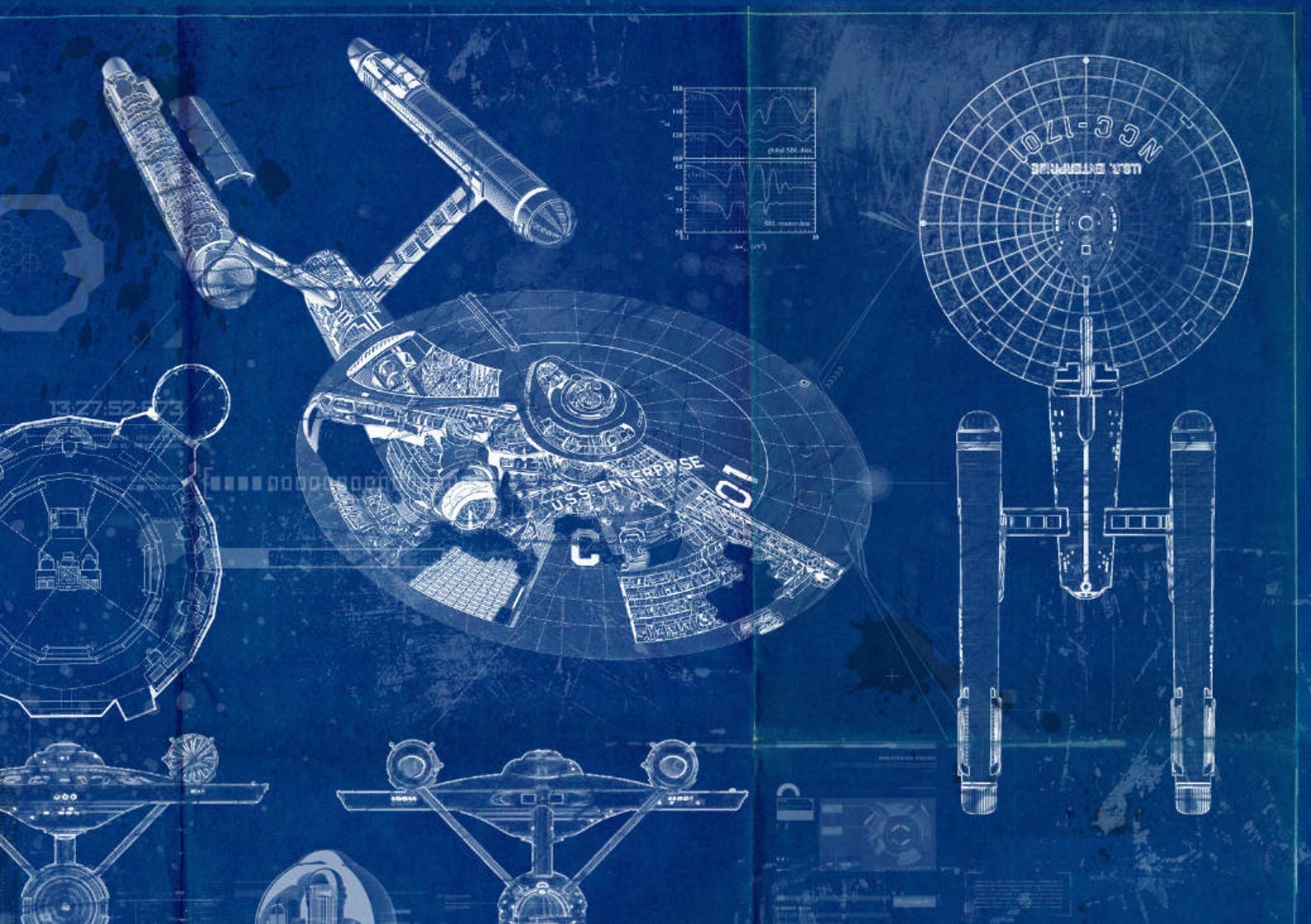 Star Trek Enterprise USS 1701 Blueprint Art Print ( Original TV Series ...