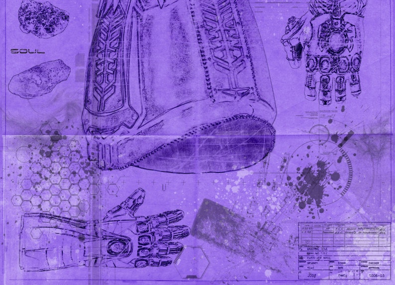 Infinity Gauntlet aged spec / blueprint art print - Etsy 日本