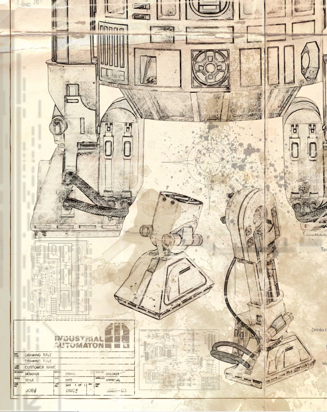 R2-D2 Star Wars Aged Blueprint. | Etsy