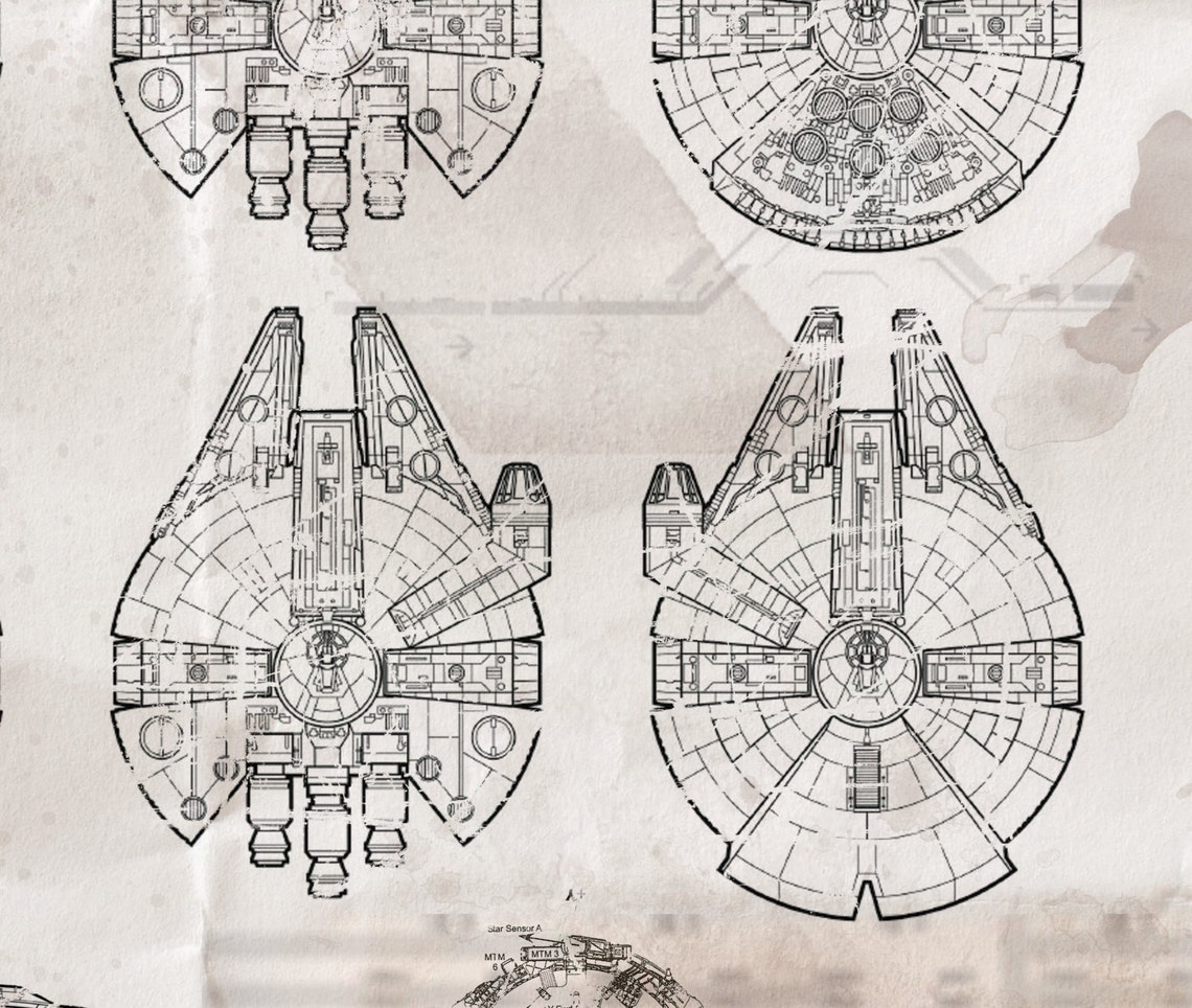 Millennium Falcon Blueprint-variations (whiteprint) - Etsy