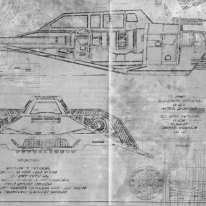 Snowspeeder T-47 Star Wars Poster Blueprint A2 420mm594 or 16.5' 23.4 ...
