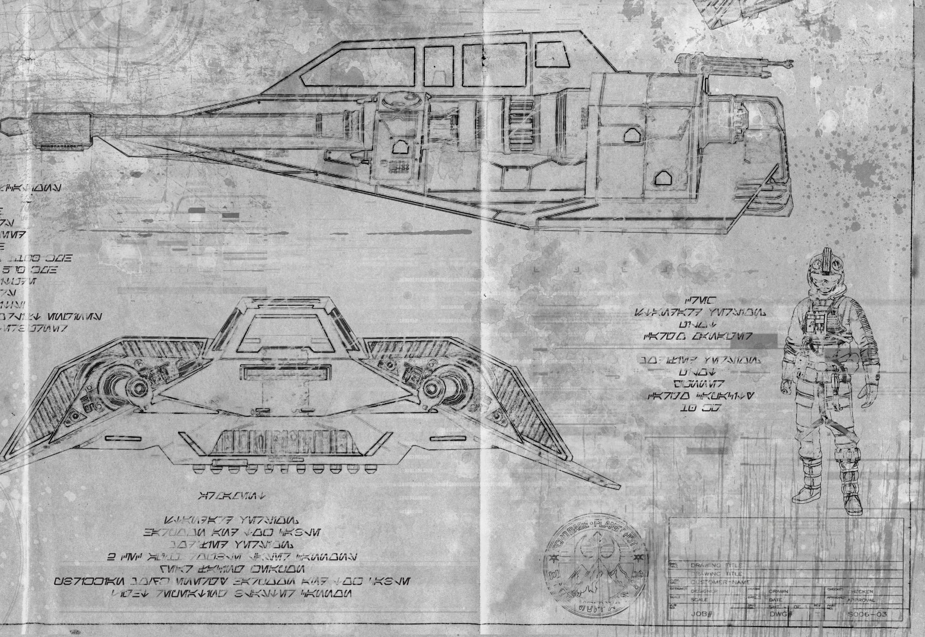 Snowspeeder T-47 Star Wars Poster Blueprint A2 420mm594 or - Etsy