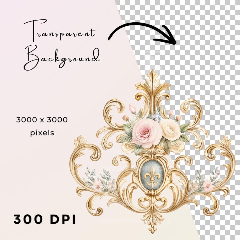 Chateau Clipart Bundle | French Vintage Floral Watercolor PNG (digital ...