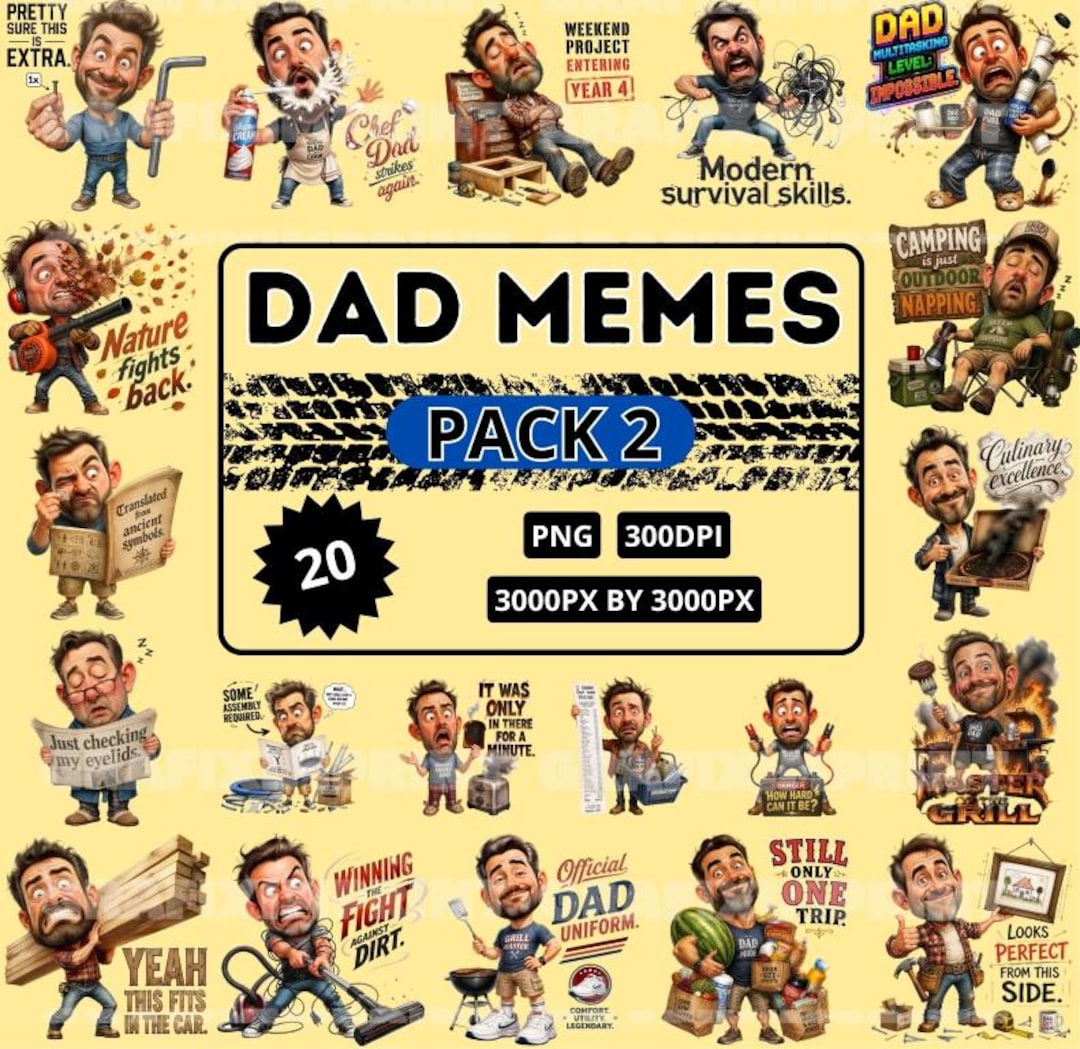 Dad Memes PNG Bundle | Funny Father Humour Clipart (digital Download ...