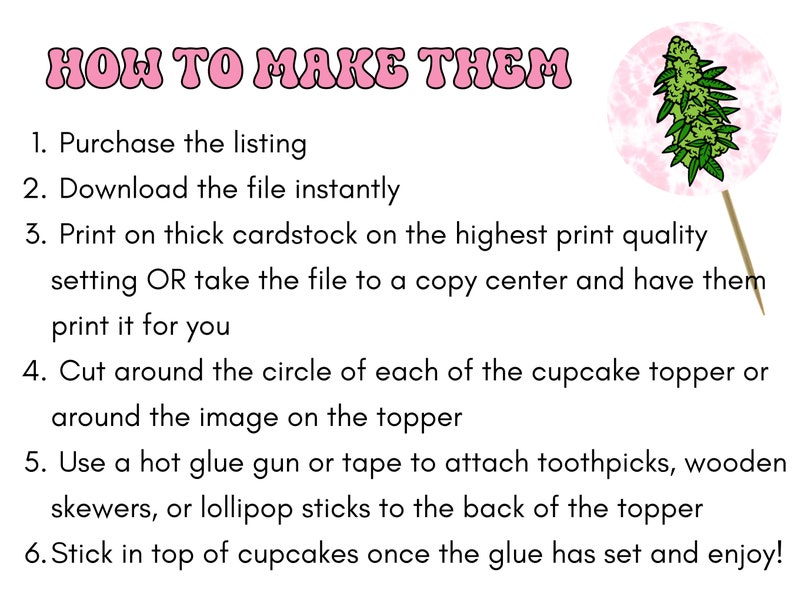 Printable Weed Cupcake Toppers Digital File 420 Party Decor - Etsy