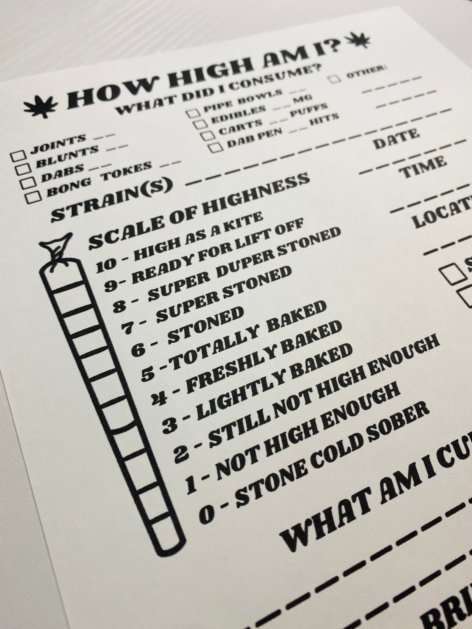 How High Am I Printable Stoner Journal Cannabis Consumption - Etsy