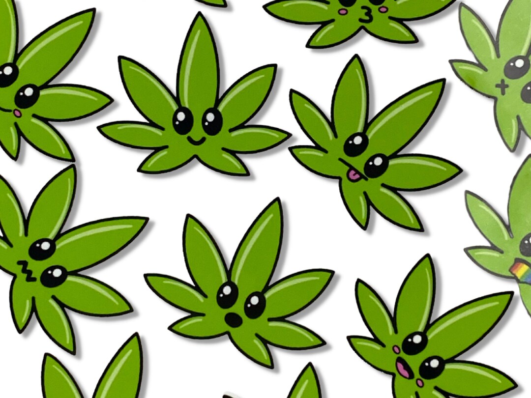 Kawaii Stoner Stickers 12 Emoji Weed Leaf Sticker Pack - Etsy