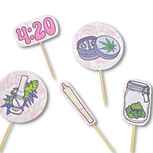 Printable Weed Cupcake Toppers Digital File 420 Party Decor Stoner Gift ...